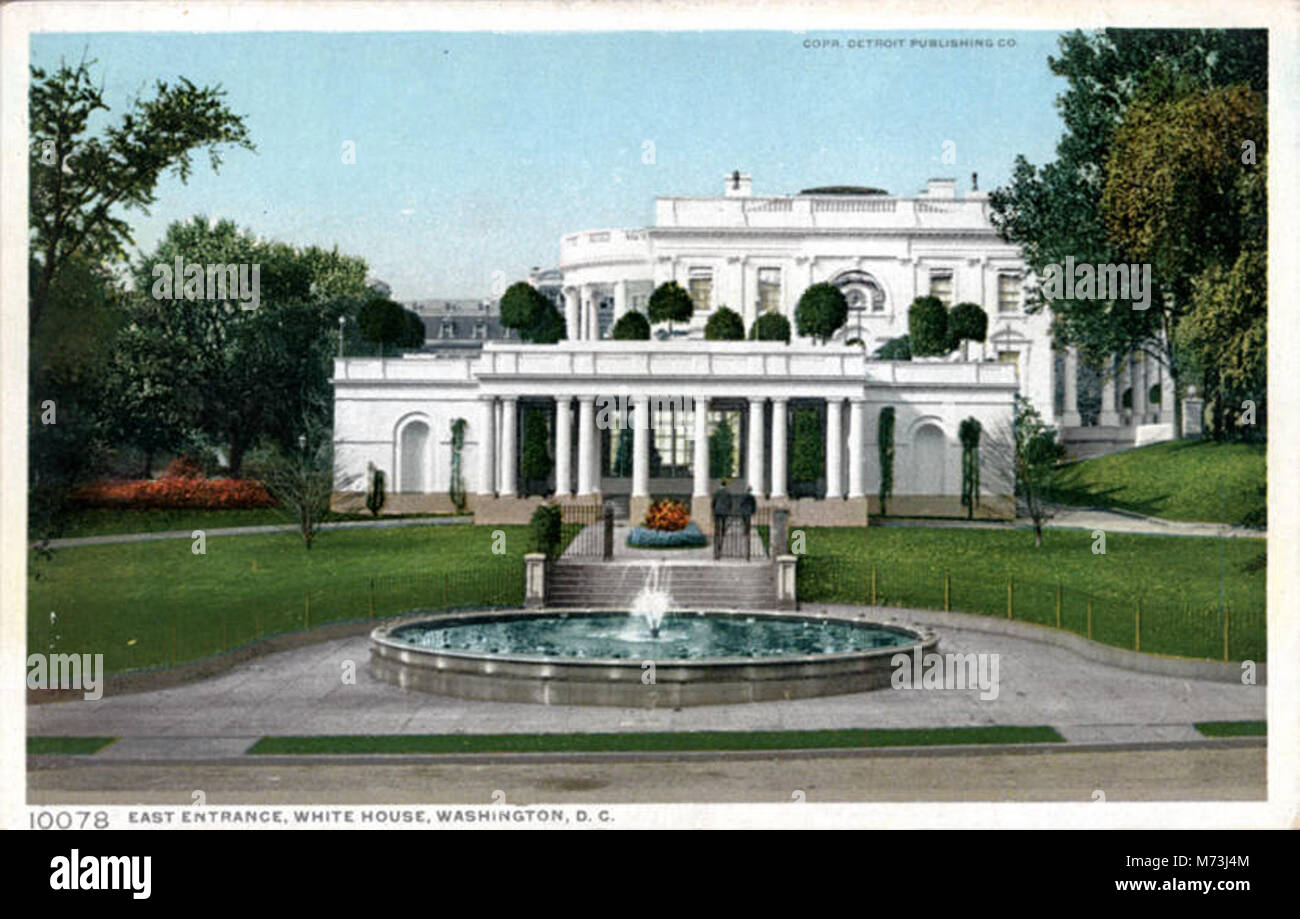 This image depicts the East Entrance of the White House, the main entry ...