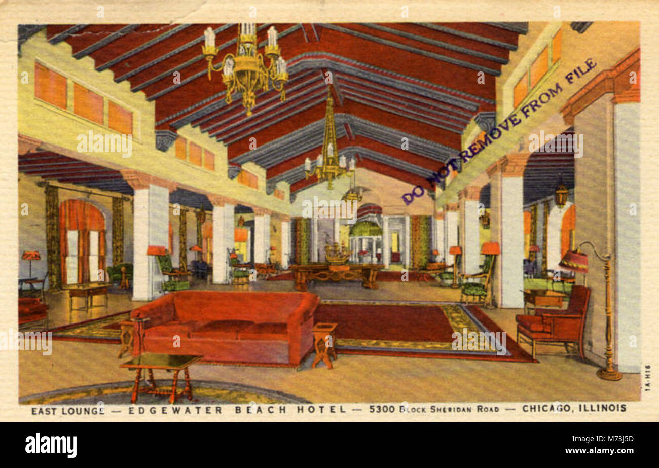 This photograph features the East Lounge of the Edgewater Beach Hotel ...