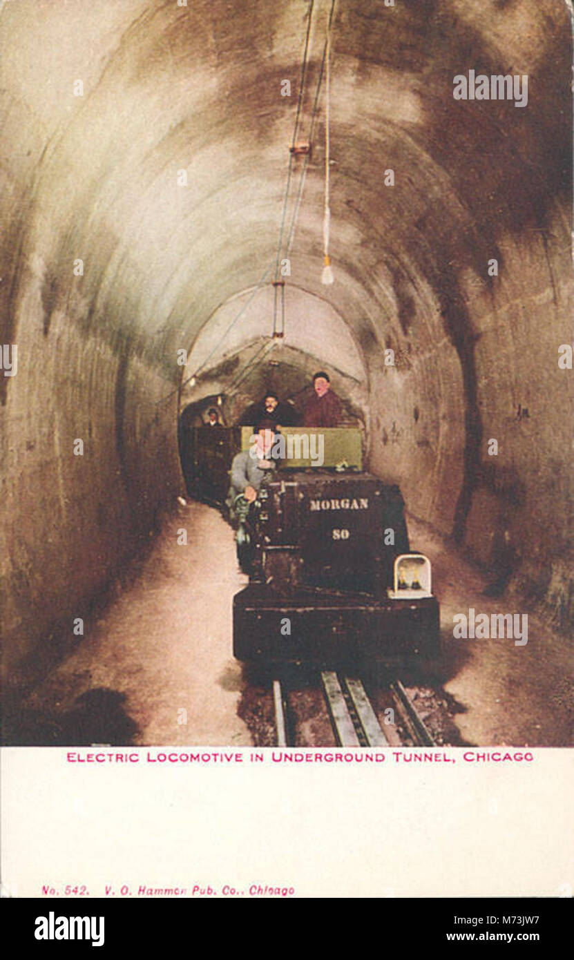 The electric locomotive shown in this early 20th-century photograph ...