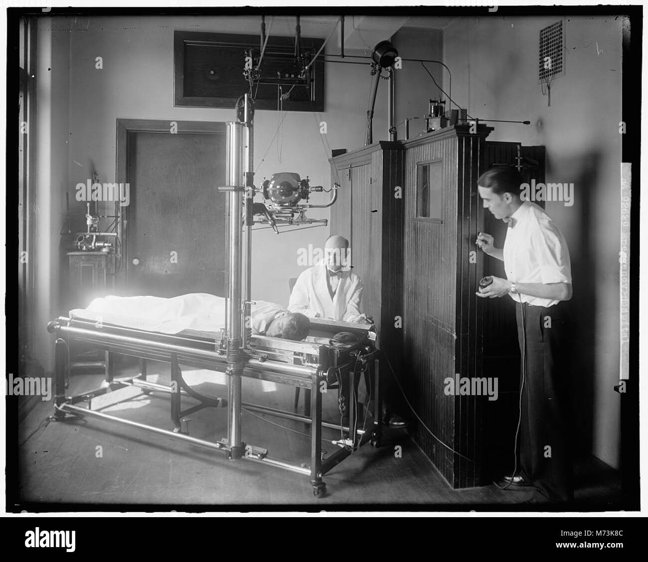 An interior view of an emergency hospital, showing the medical setup ...