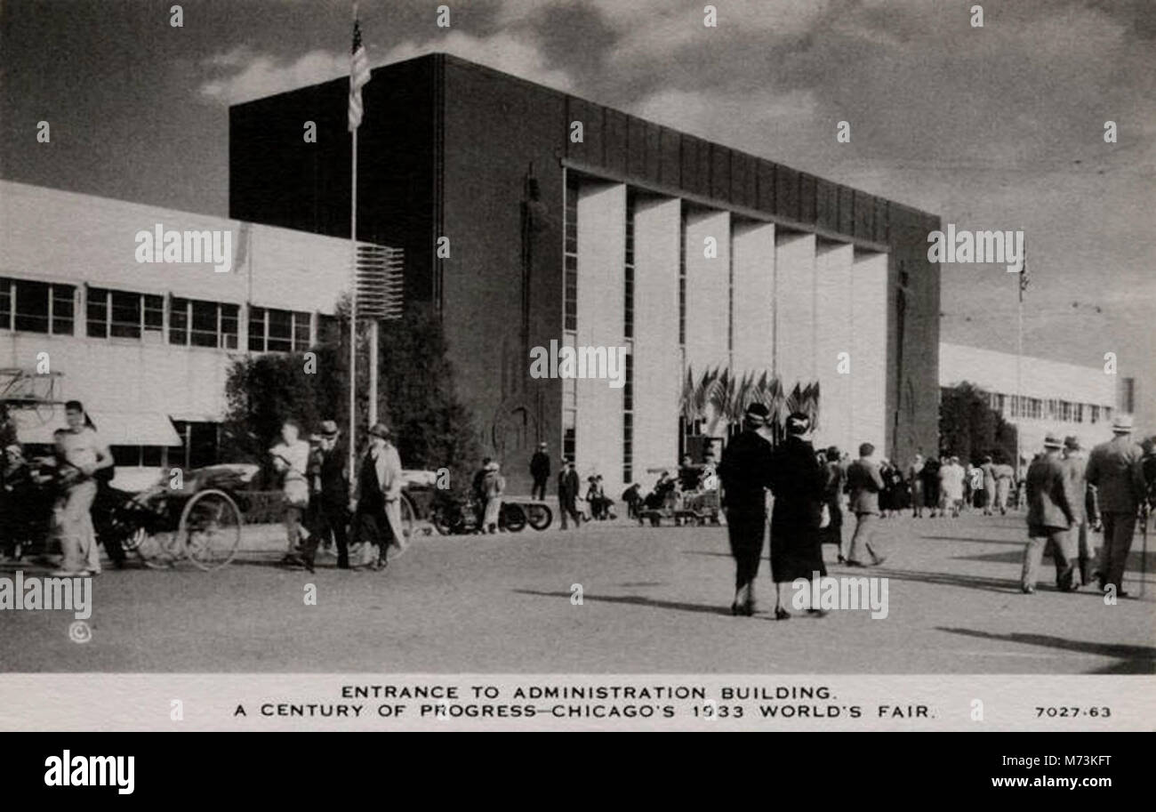 The entrance to the Administration Building at the 1933 Century of ...