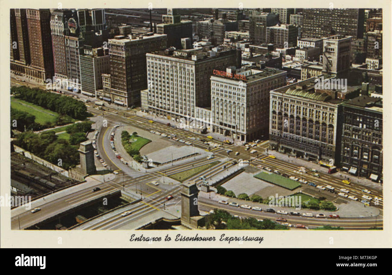 This image shows the entrance to the Eisenhower Expressway, a major ...