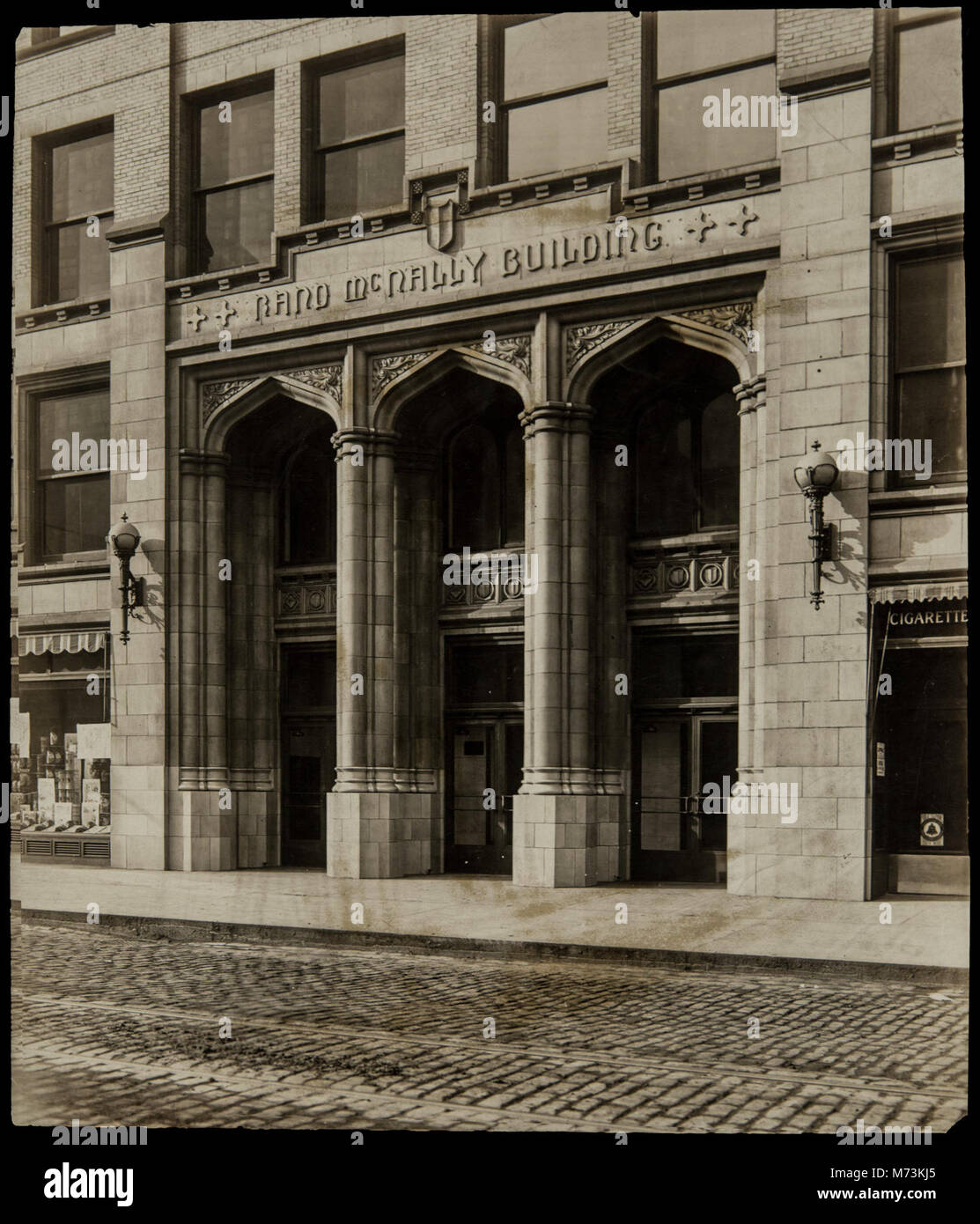This photograph shows the entrance to the Rand McNally Building ...