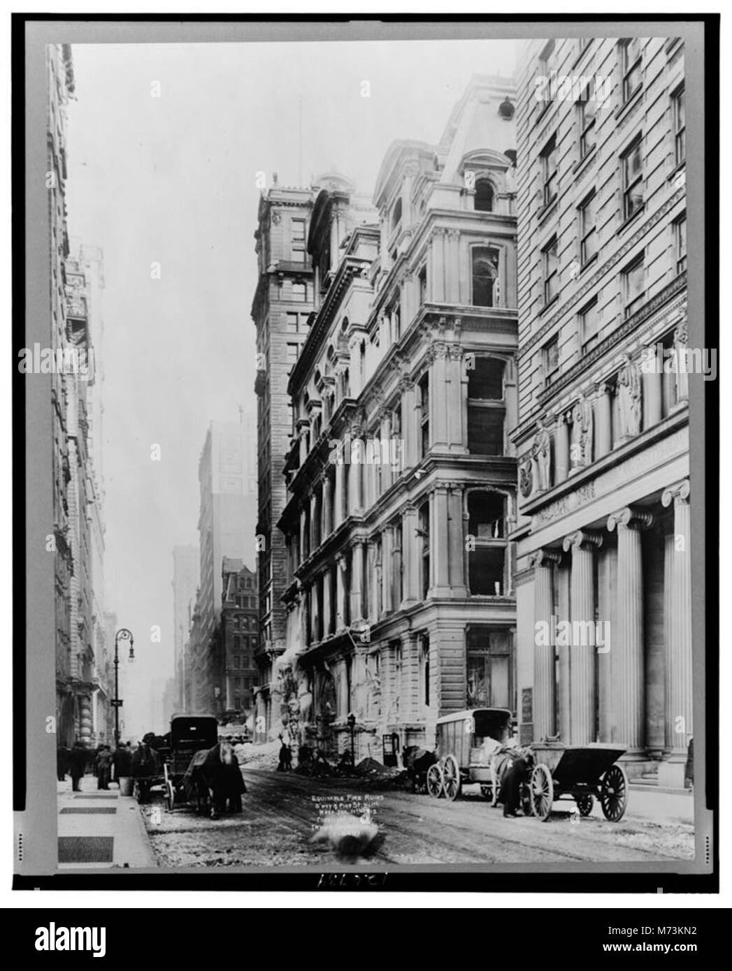 The ruins of the Equitable Building after a fire at Broadway and Pine ...