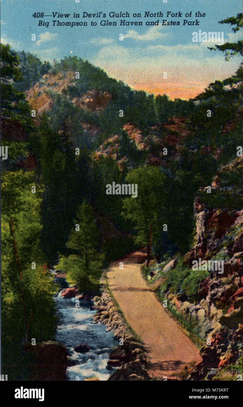 A scenic view in Estes Park, Colorado, showcasing Devil's Gulch on the ...