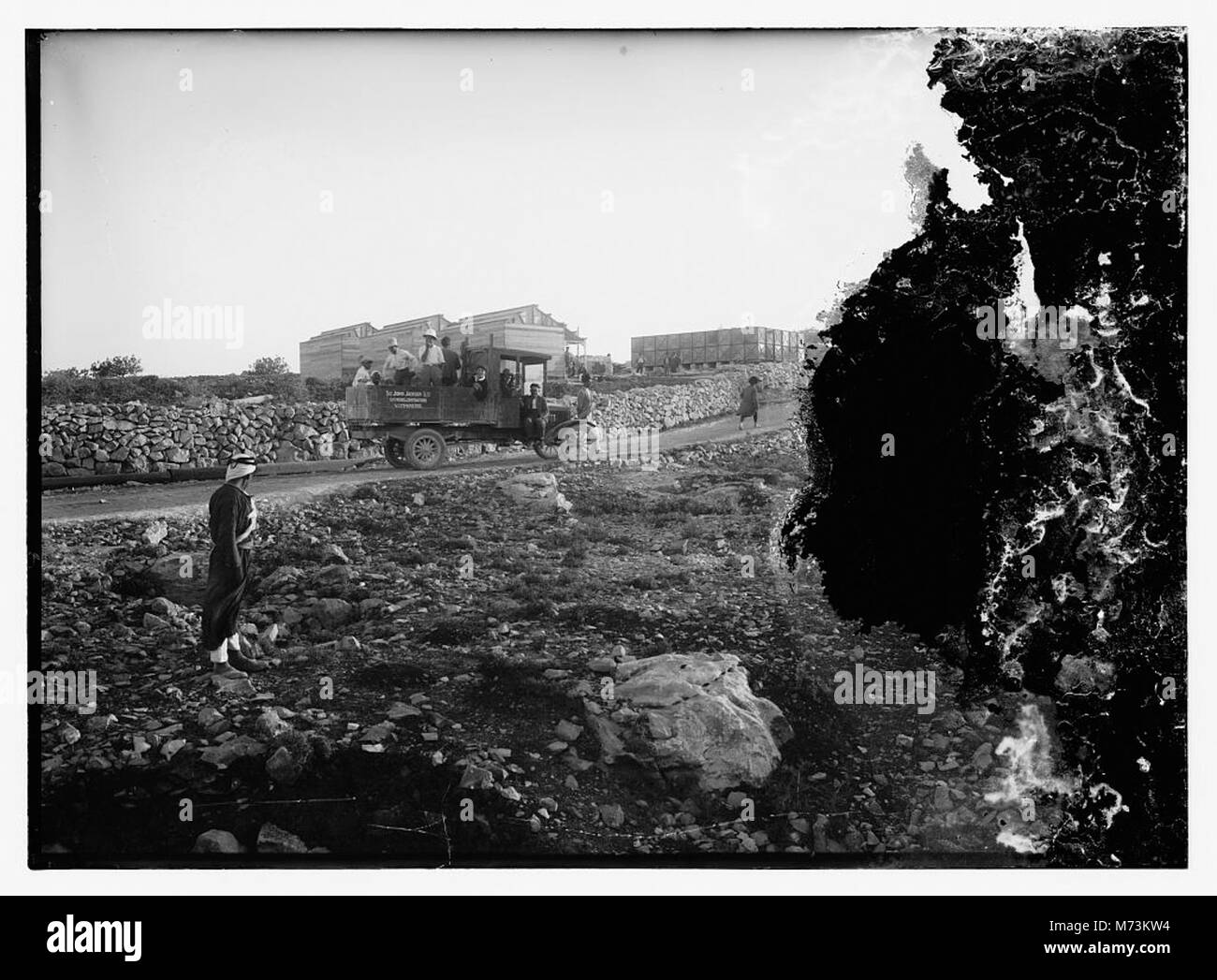A photograph documenting the water supply at Ain Farah, a historical ...