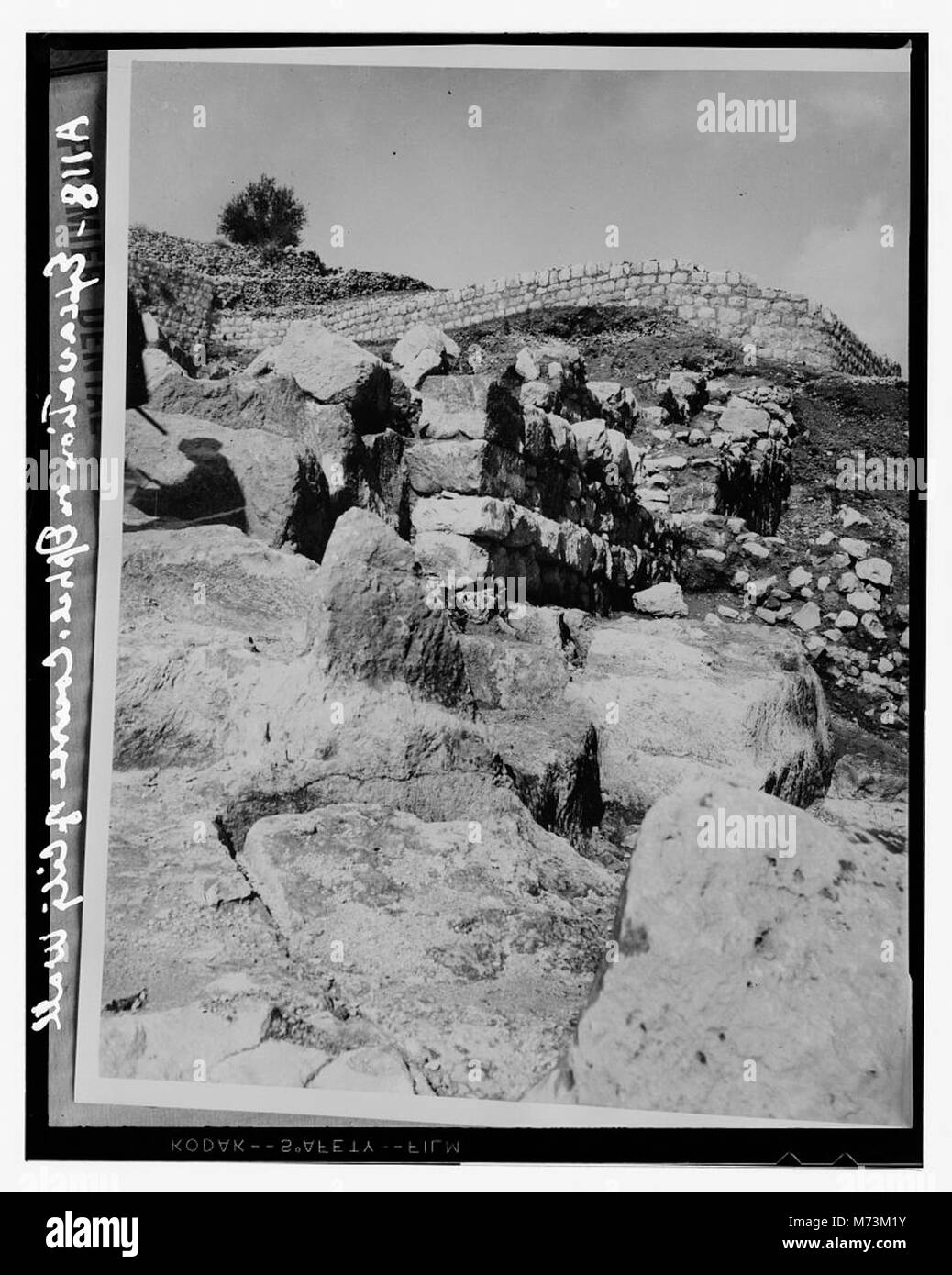 This photograph shows excavations on Ophel, near Jerusalem, uncovering ...