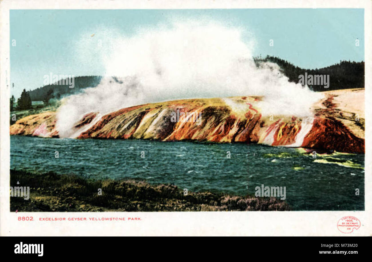 The Excelsior Geyser, located in Yellowstone National Park, is known ...