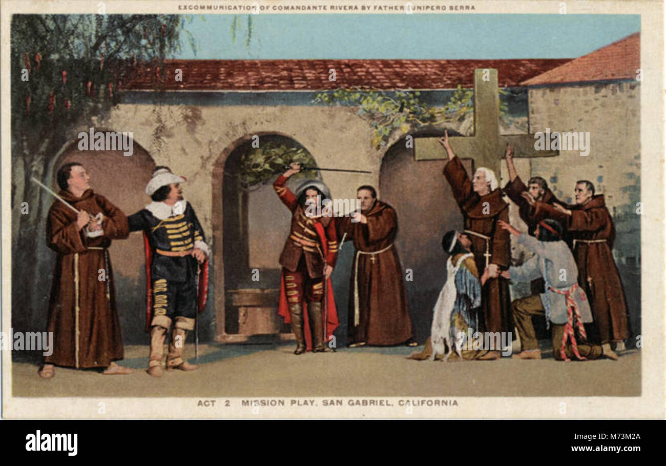 A scene from Act 2 of the Mission Play, depicting the excommunication ...
