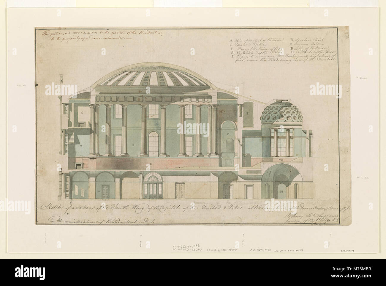 A detailed view of the south wing section of the United States Capitol ...