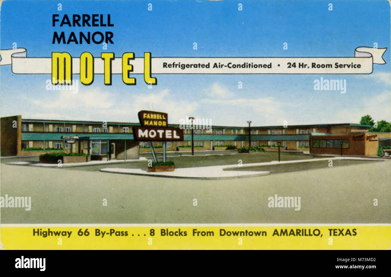 A vintage photograph of the Farrell Manor Motel, a key example of mid ...