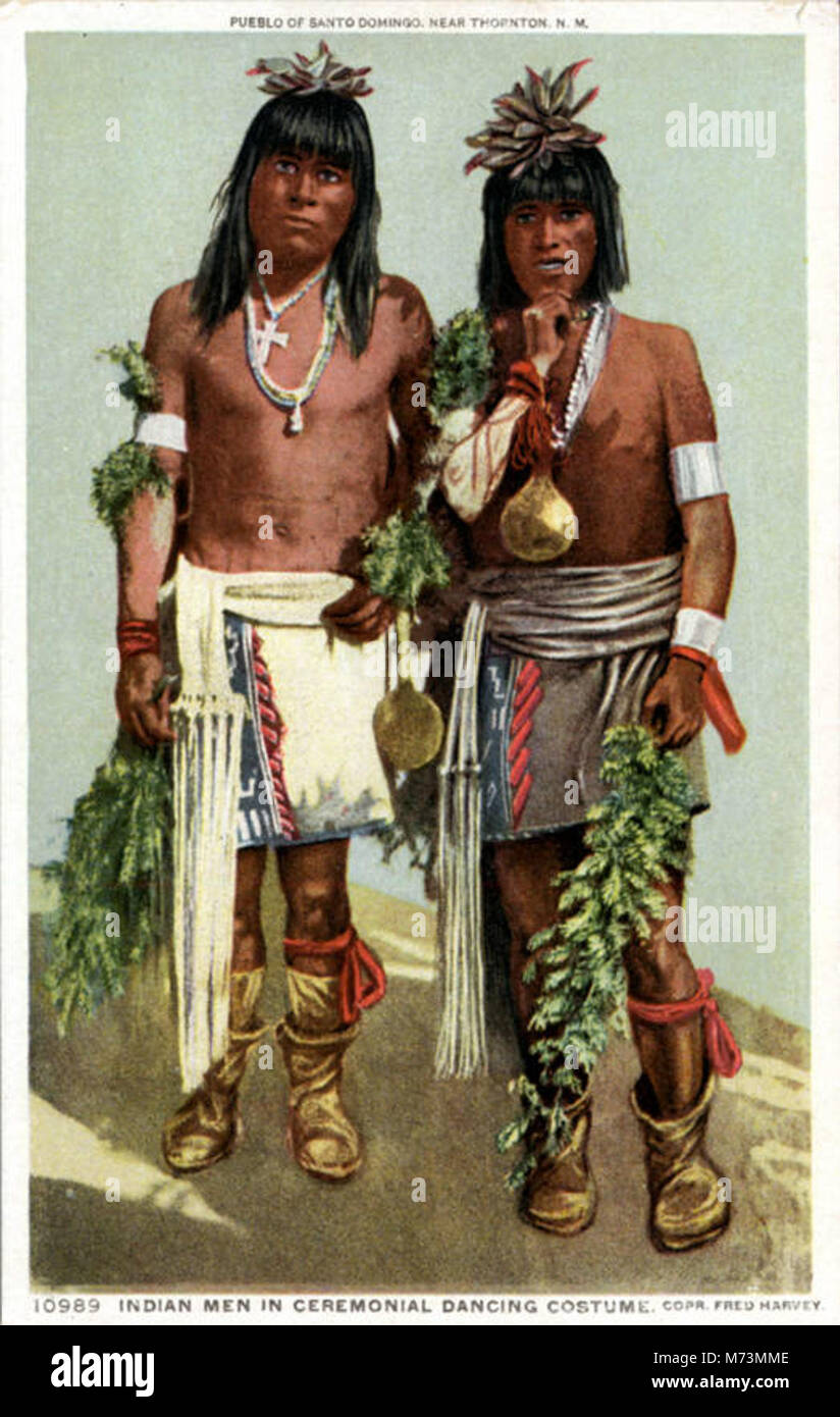 A photograph of Native American men dressed in ceremonial dancing ...