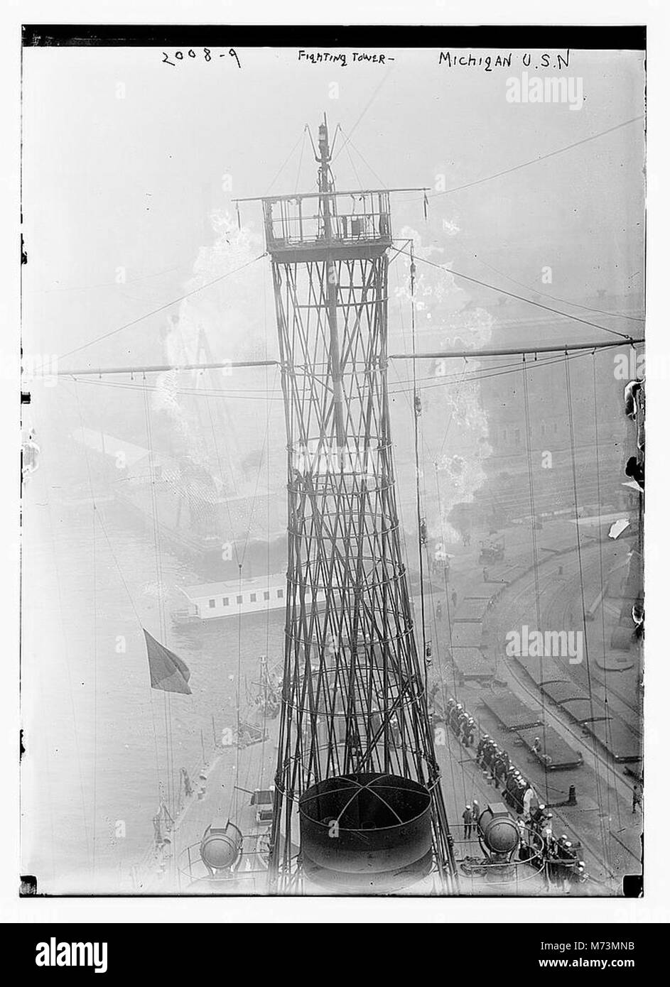 This photograph shows the 'Michigan,' a U.S. Navy fighting tower ...