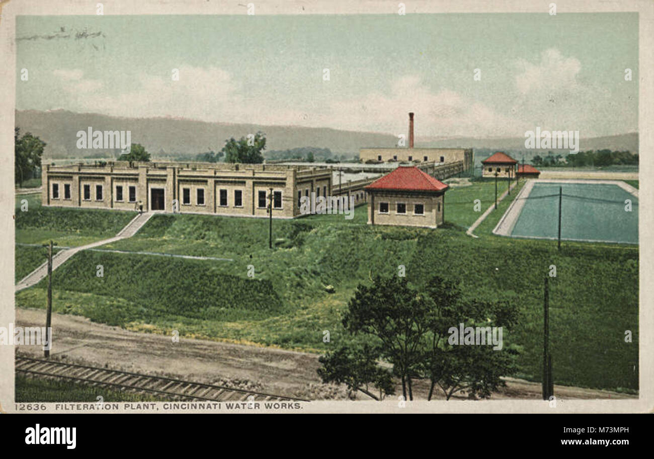 A photograph showing the filtration plant at Cincinnati's water works ...
