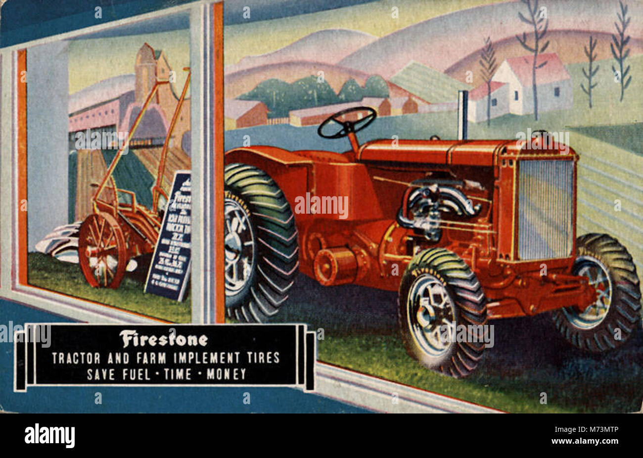 A promotional image of Firestone tractor and farm implement tires ...