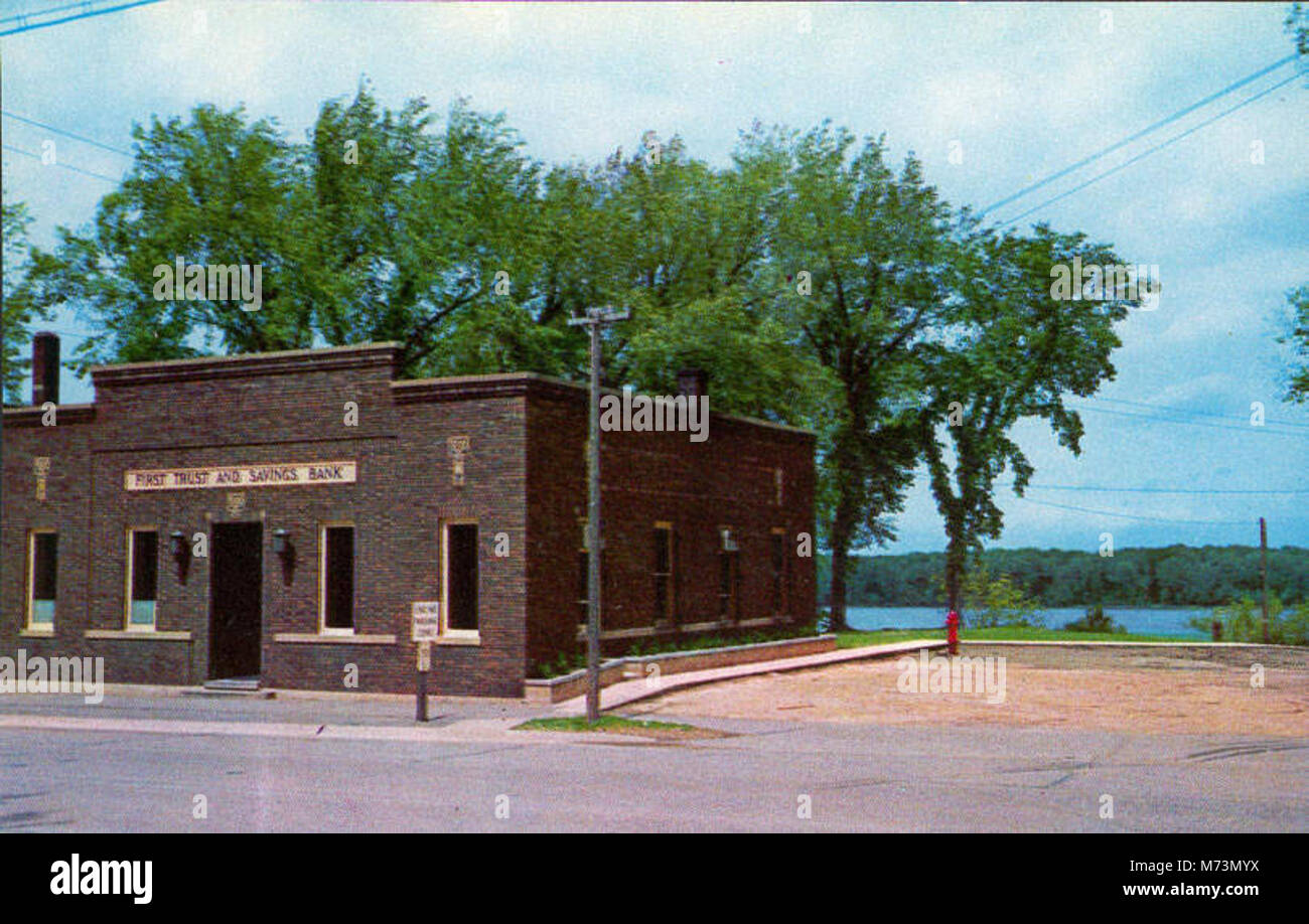 A historic photograph of the First Trust and Savings Bank in Albany ...