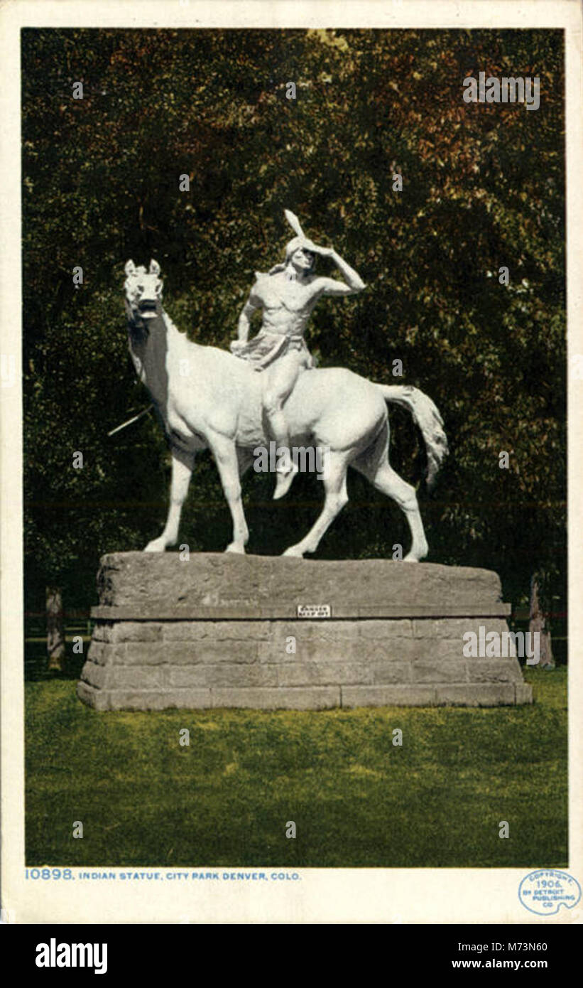 The Indian Statue in City Park, Denver, Colorado, commemorates Native ...