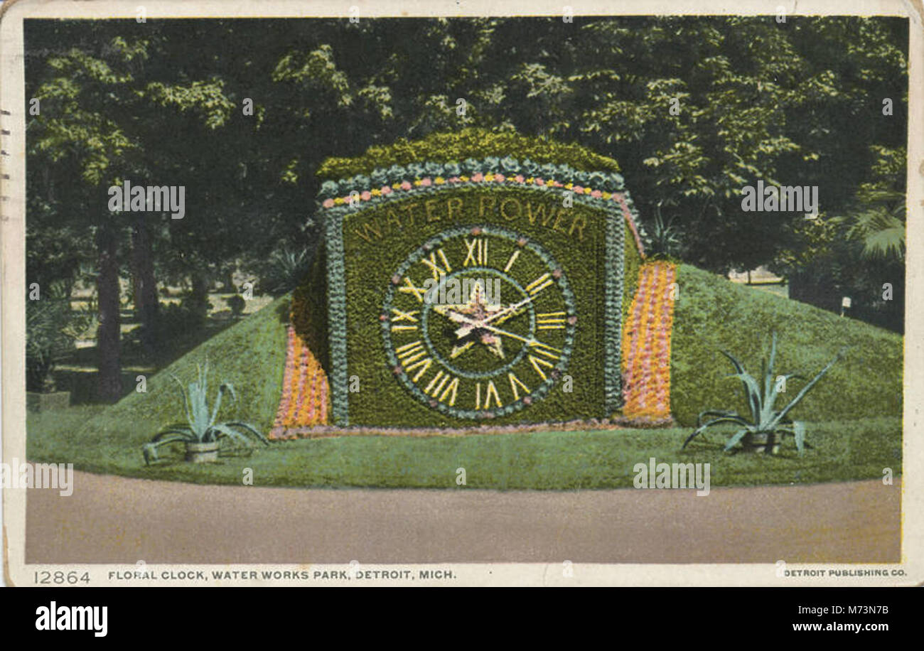 The floral clock at Water Works Park is a decorative and functional ...