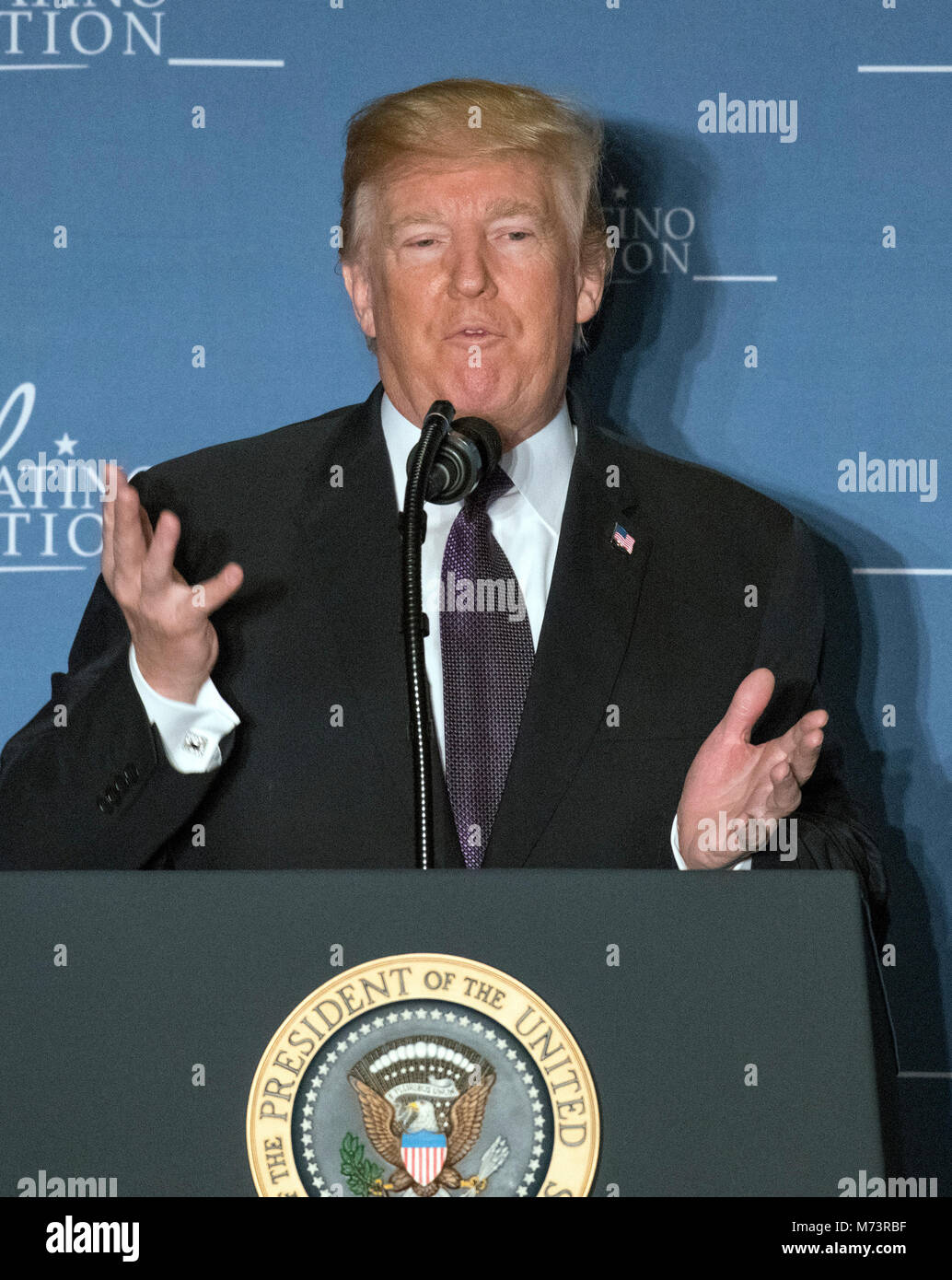 United States President Donald J. Trump makes remarks at the Latino ...