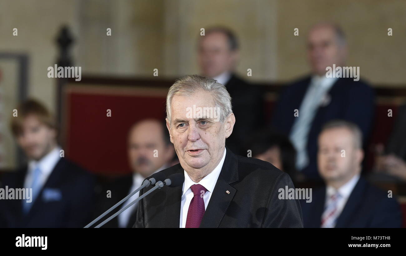 Prague, Czech Republic. 08th Mar, 2018. Czech President Milos Zeman ...