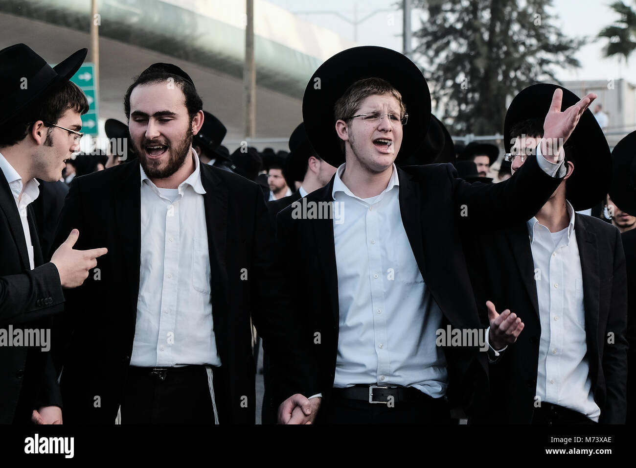 Jerusalem, Israel. 8th March, 2018. Thousands of ultra-Orthodox Jewish ...