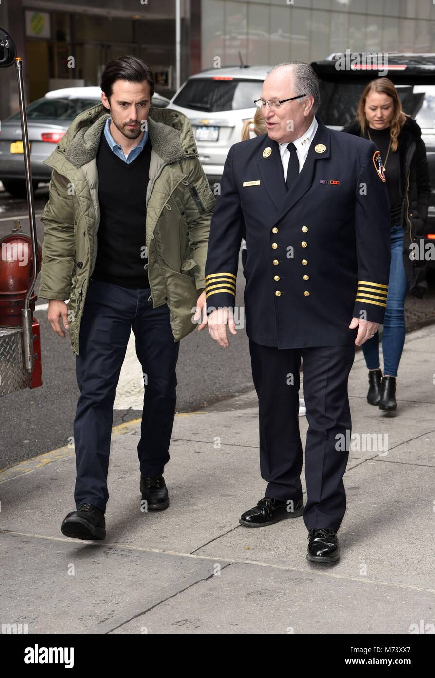 New York, NY, USA. 8th Mar, 2018. Milo Ventimiglia, Roger W. Sakowich ...
