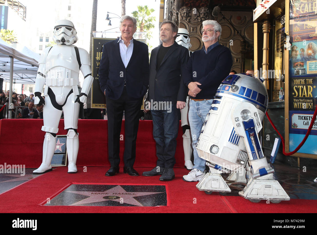 Los Angeles, Ca, USA. 8th Mar, 2018. Harrison Ford, Mark Hamill and ...
