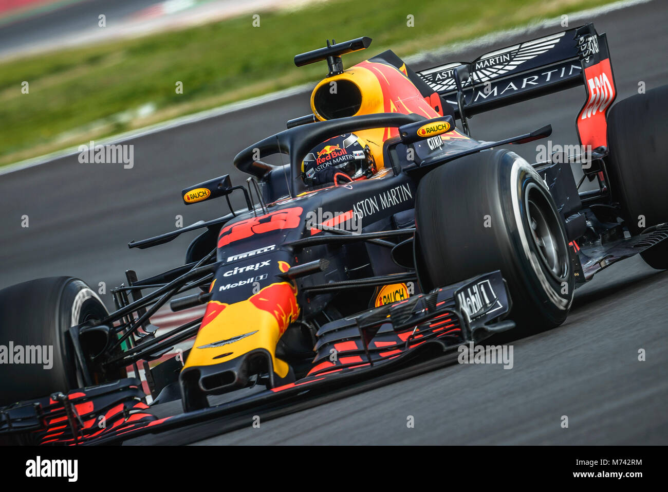 Barcelona, Spain. 8 March, 2018: MAX VERSTAPPEN (NED) drives in his Red ...