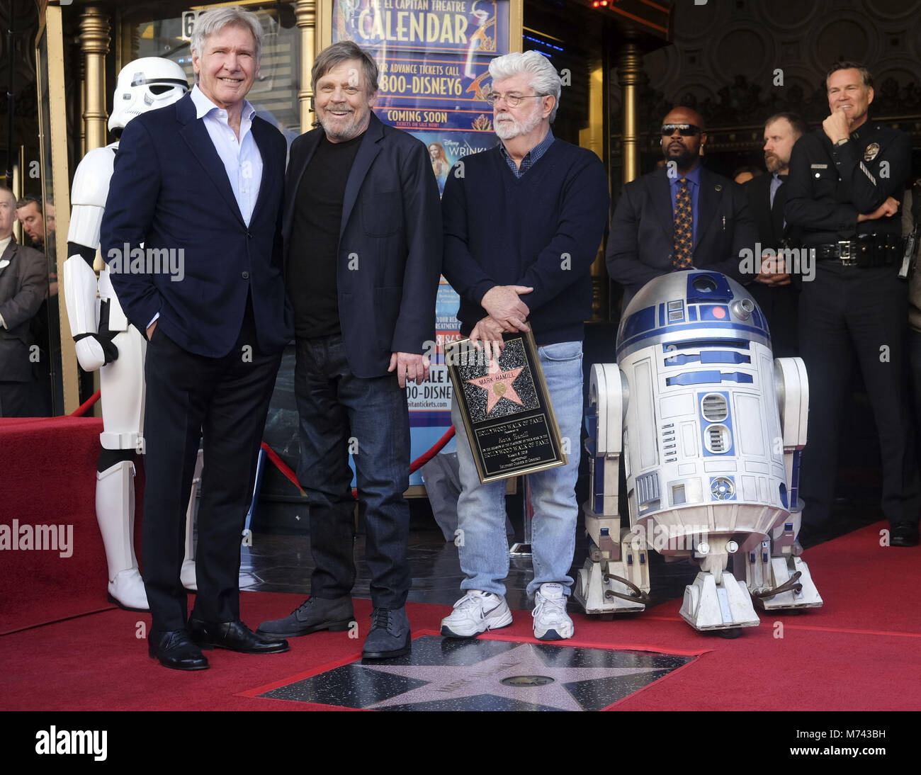 Los Angeles, California, USA. 8th Mar, 2018. Harrison Ford and George ...