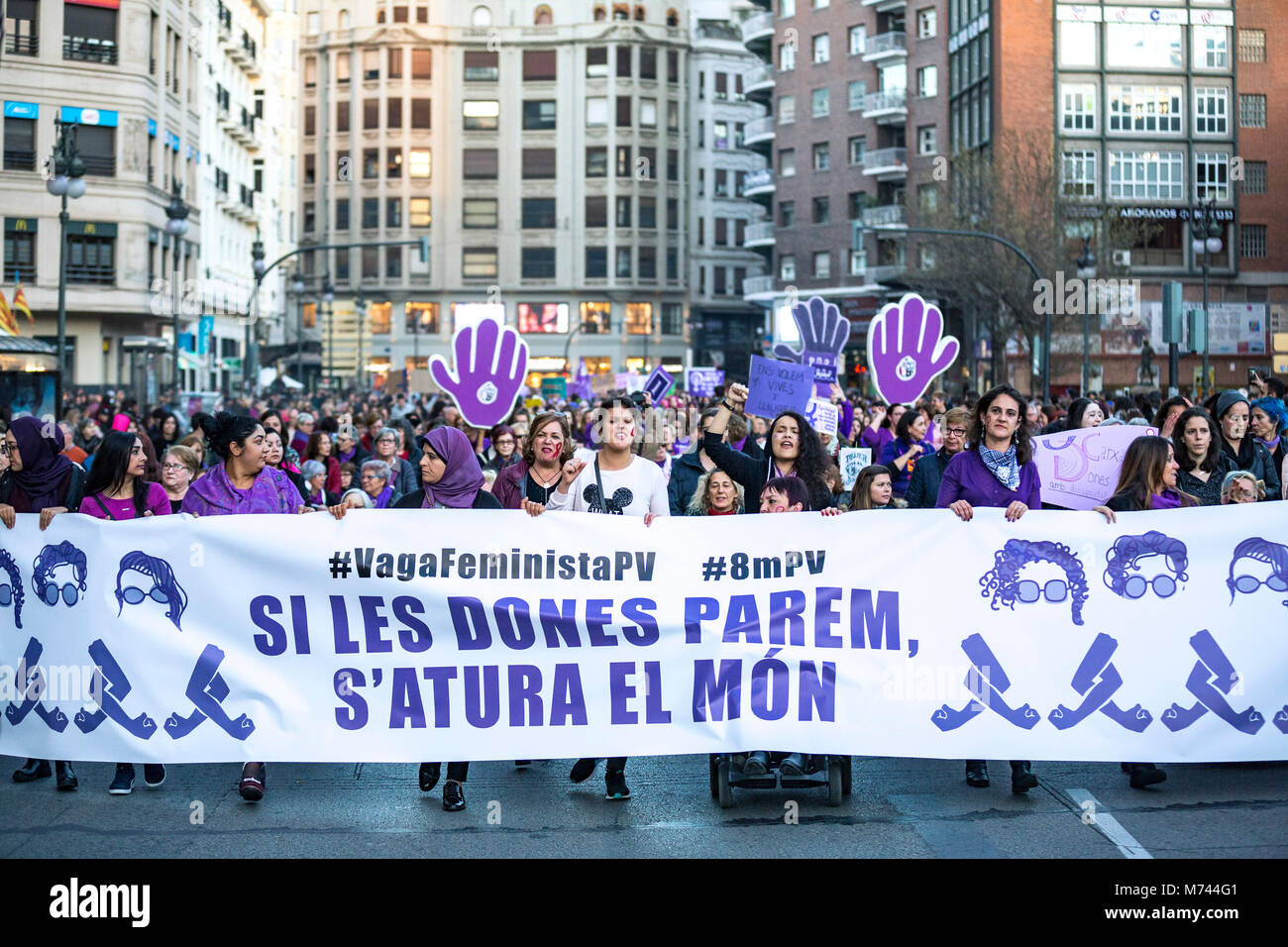 Valencai, Spain. March 8th feminist strike in Spain claims for equal ...