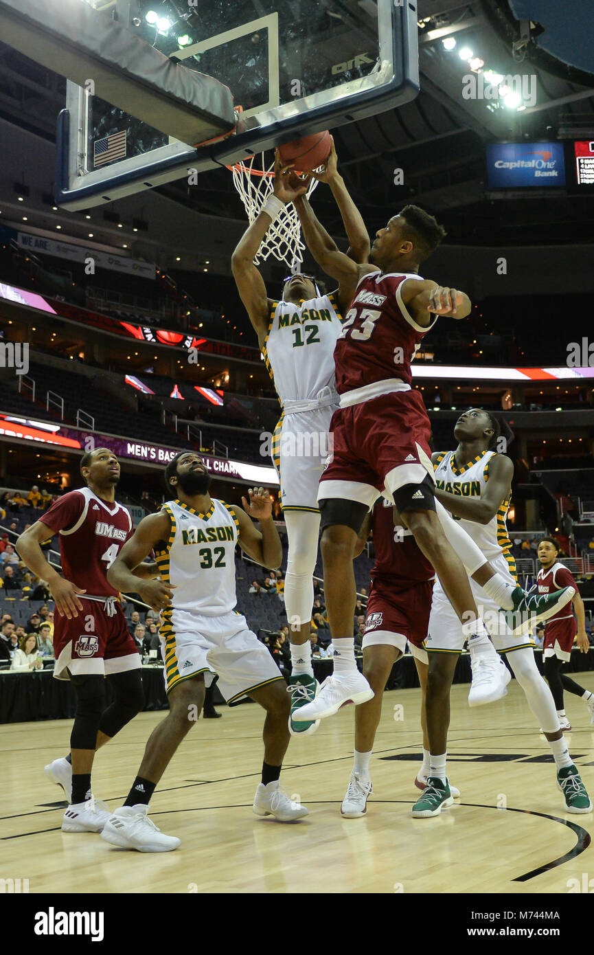 Washington, DC, USA. 8th Mar, 2018. AJ WILSON (12) and JAVON GREENE (23 ...