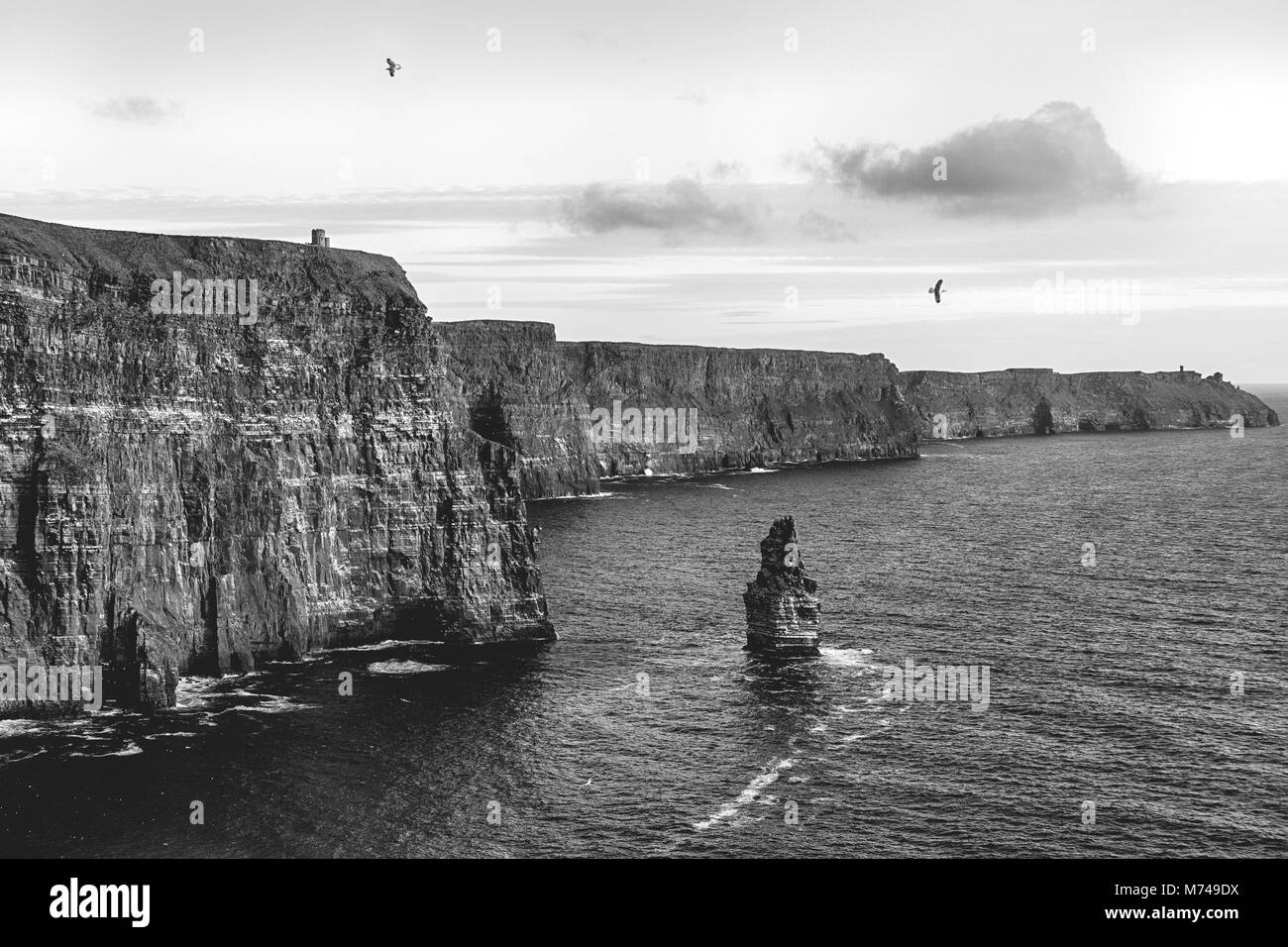 Black and white cliffs and sea hi-res stock photography and images - Alamy