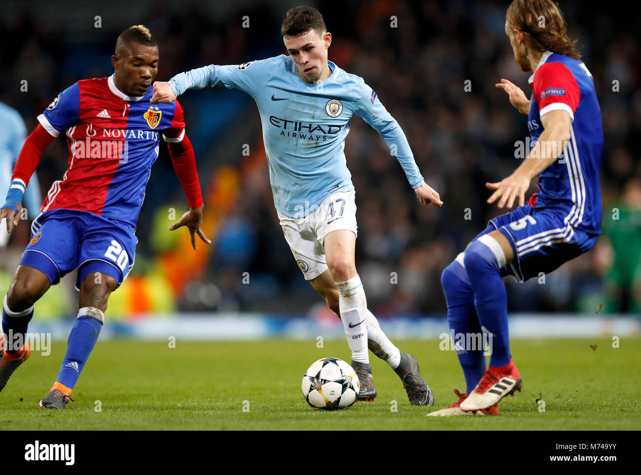 Manchester City's Phil Foden (centre) in action Stock Photo - Alamy