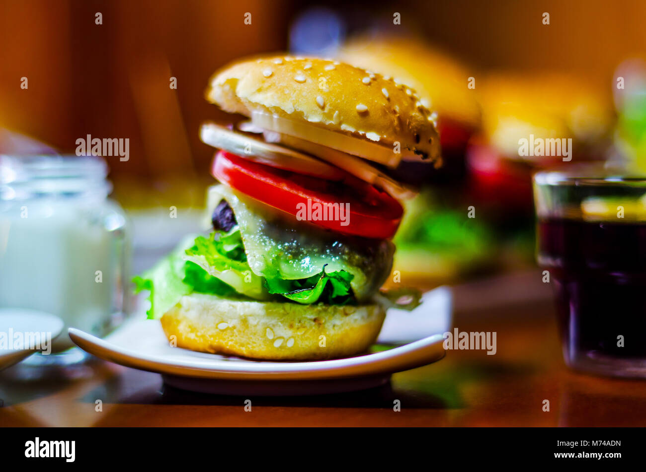 mini burgers with meat, vegetables, cheese and other toppings, bread ...