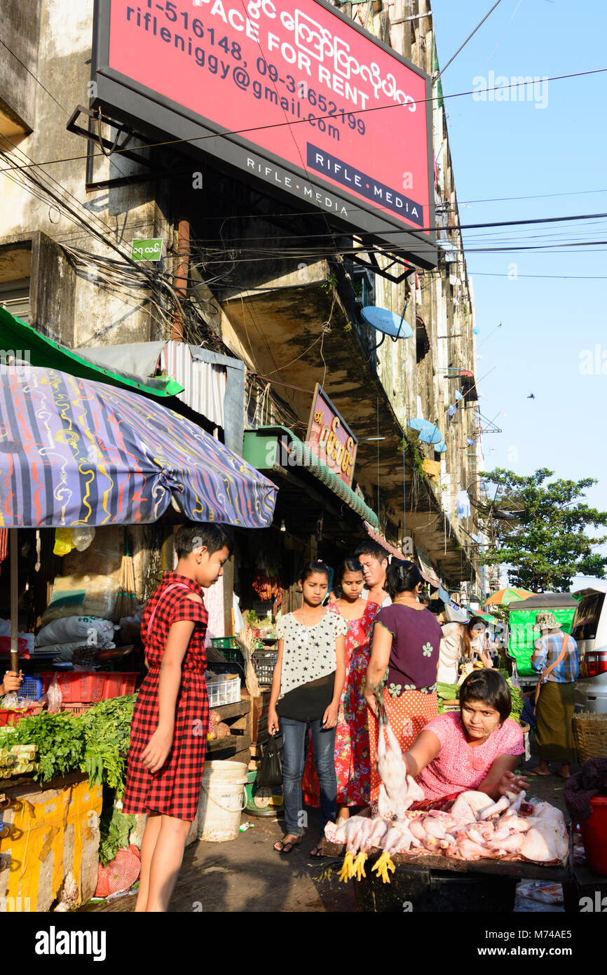 Yangon (Rangoon): market area, food sale stand, Colonial Quarter, Yangon Region, Myanmar (Burma ...