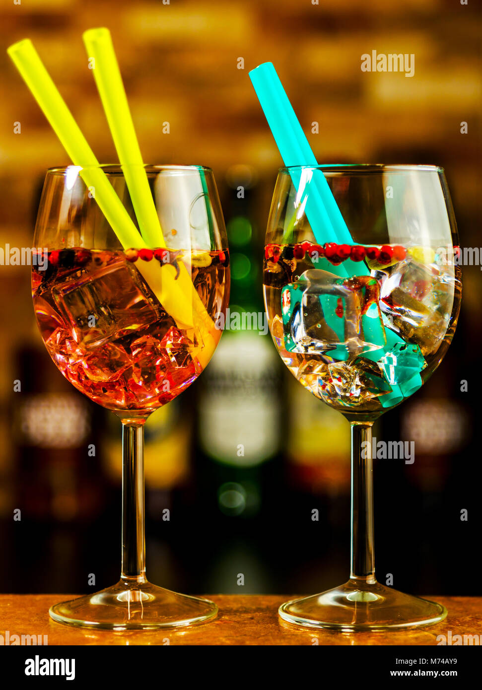 Tasty and colorful drinks based on various alcohols, syrups and ...