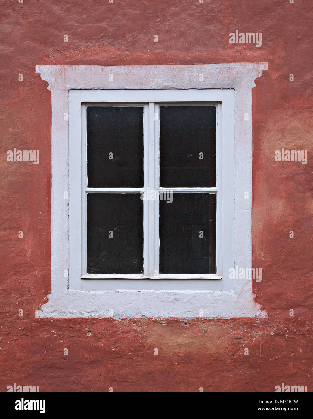 Window in red painted wall, Hallstatt, Austria Stock Photo - Alamy