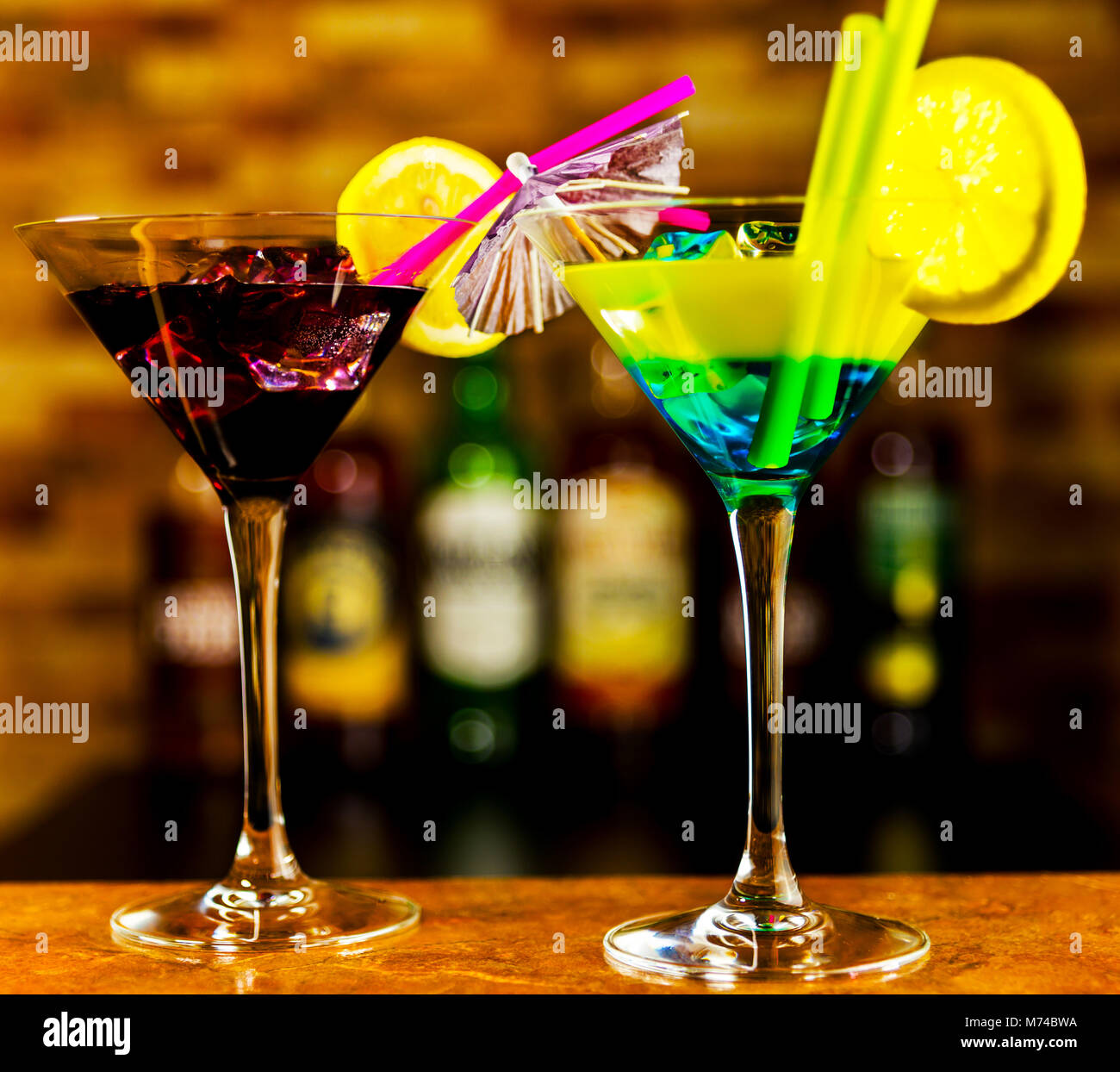 Tasty and colorful drinks based on various alcohols, syrups and ...