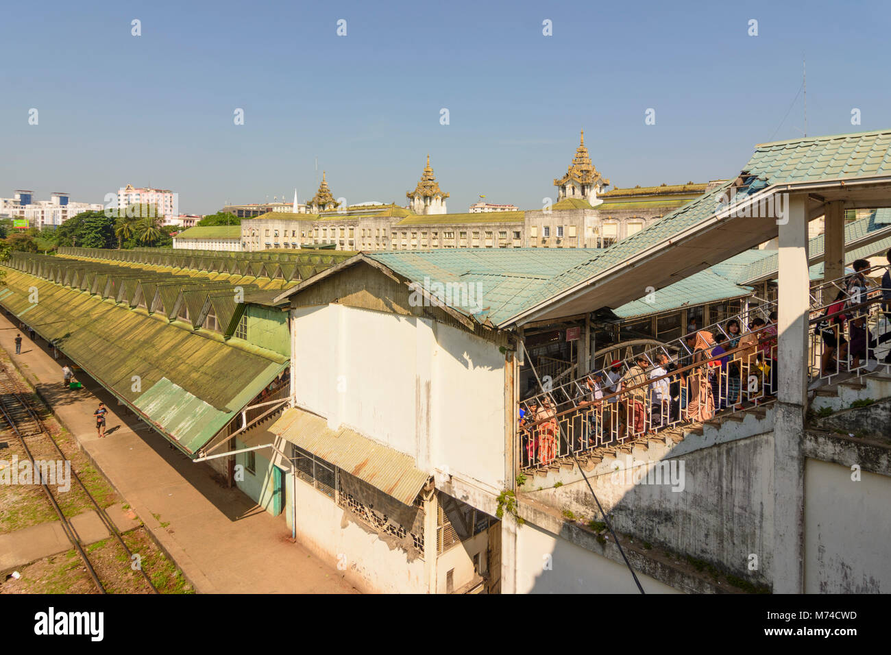 Yangon (Rangoon): Yangon Central railway station, train, Colonial ...