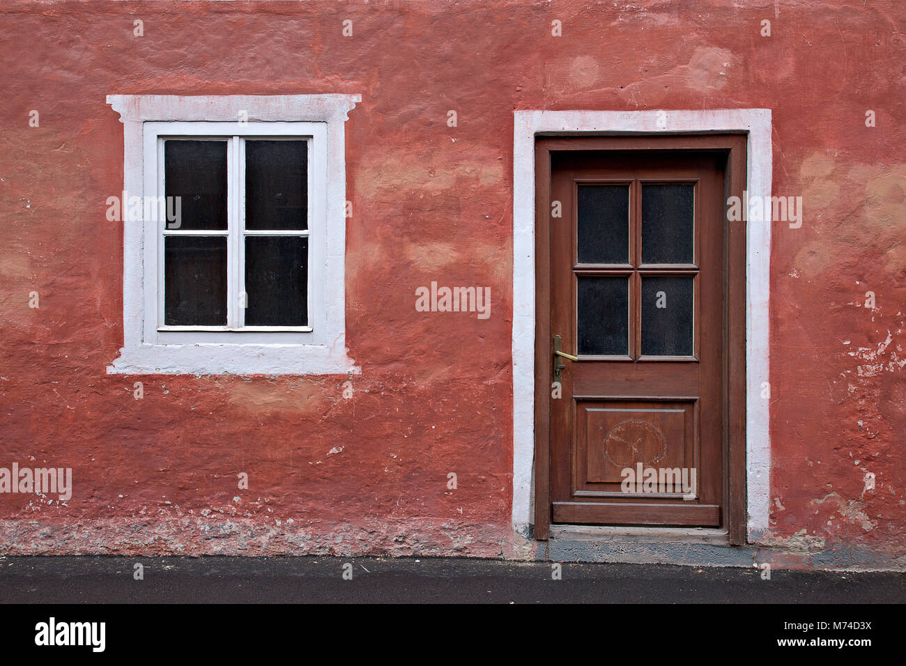 Door and window in red painted wall, Hallstatt, Austria Stock Photo - Alamy