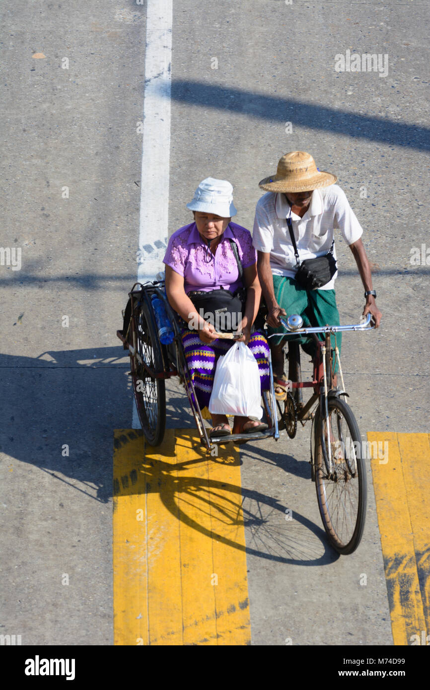 Yangon (Rangoon): bicycle rikshaw, Colonial Quarter, Yangon Region ...