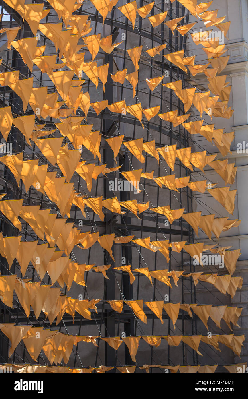 Yellow flag wall design building material pattert cultural background ...