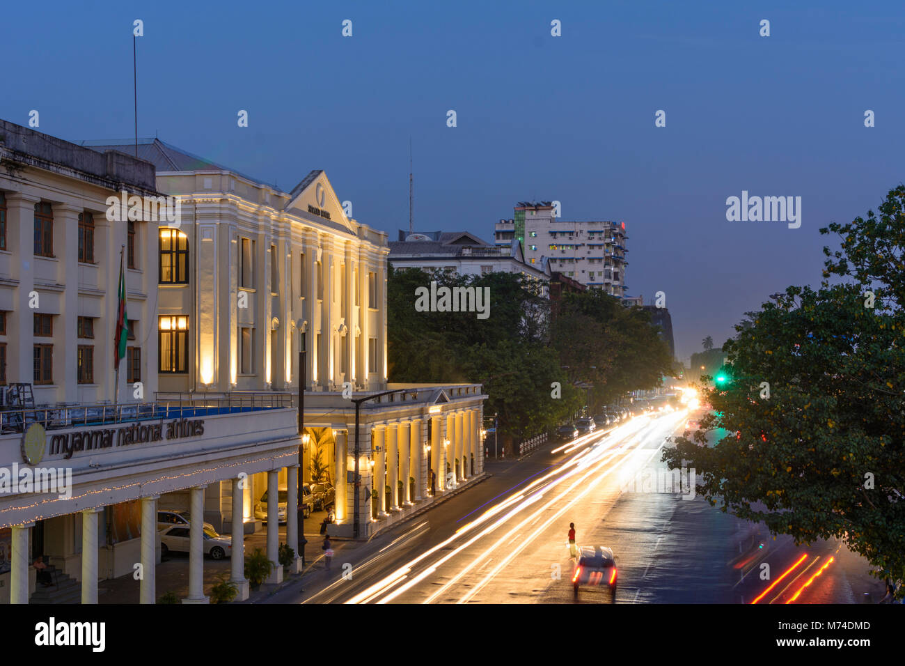 Yangon (Rangoon): Myanmar National Airlines building, Strand Hotel ...