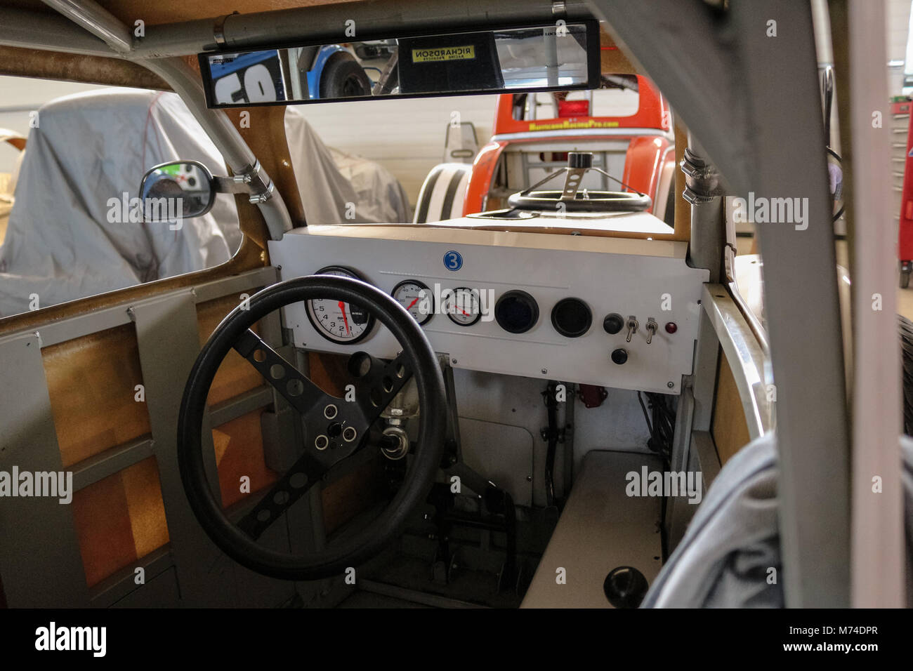 Sport car track Interior wheel speed and extreme in garage before ...