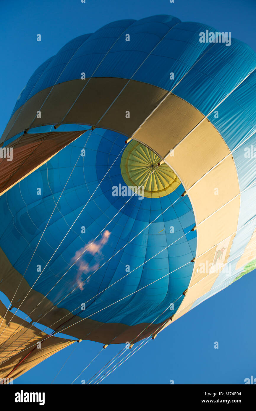 balloon bottom view travel flight aircraft air journey blue sky Stock ...