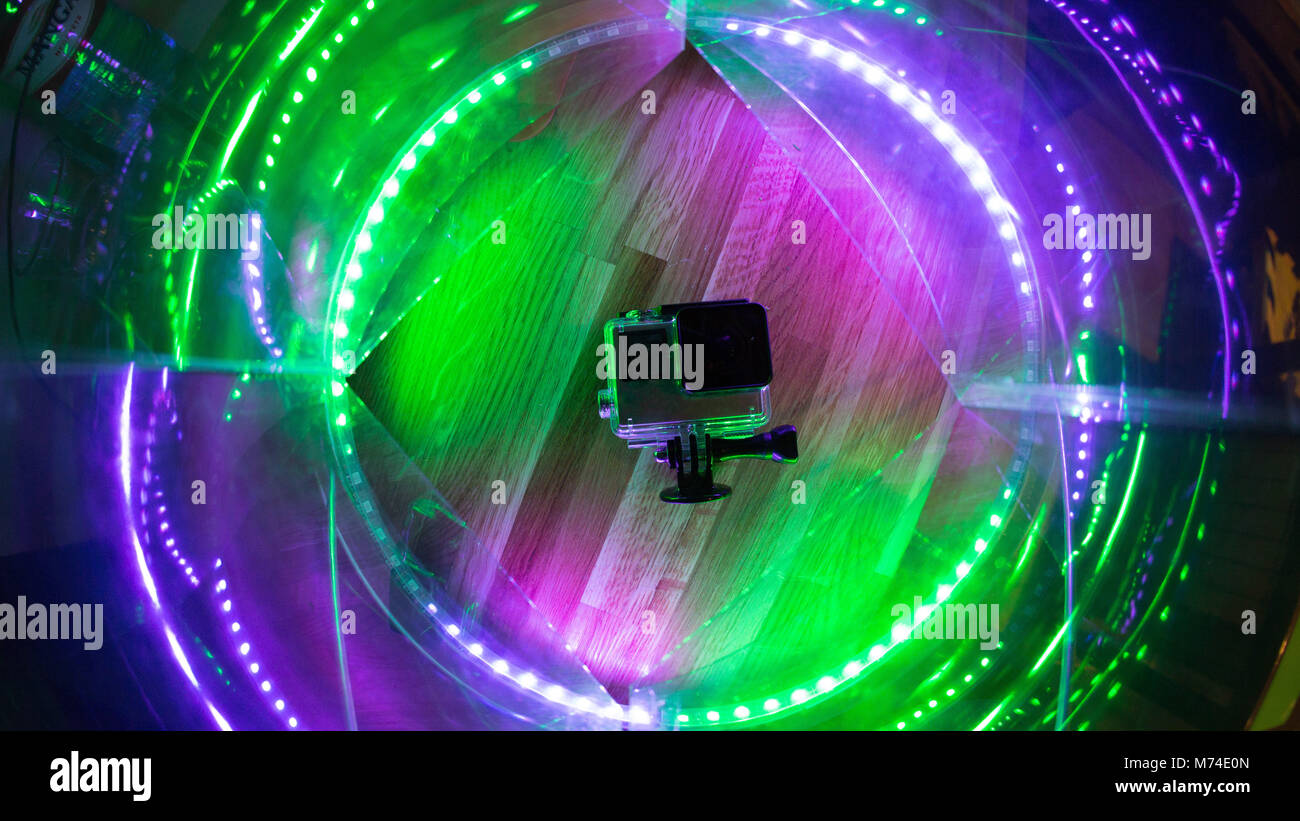 Action digital camera color lighting spot studio closeup party time ...