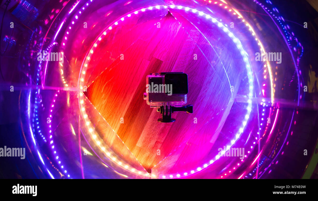 Action digital camera color lighting spot studio closeup party time ...
