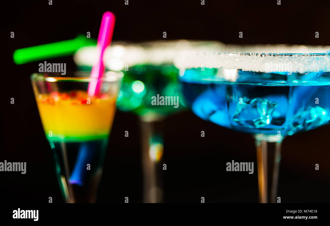 Tasty and colorful drinks based on various alcohols, syrups and ...