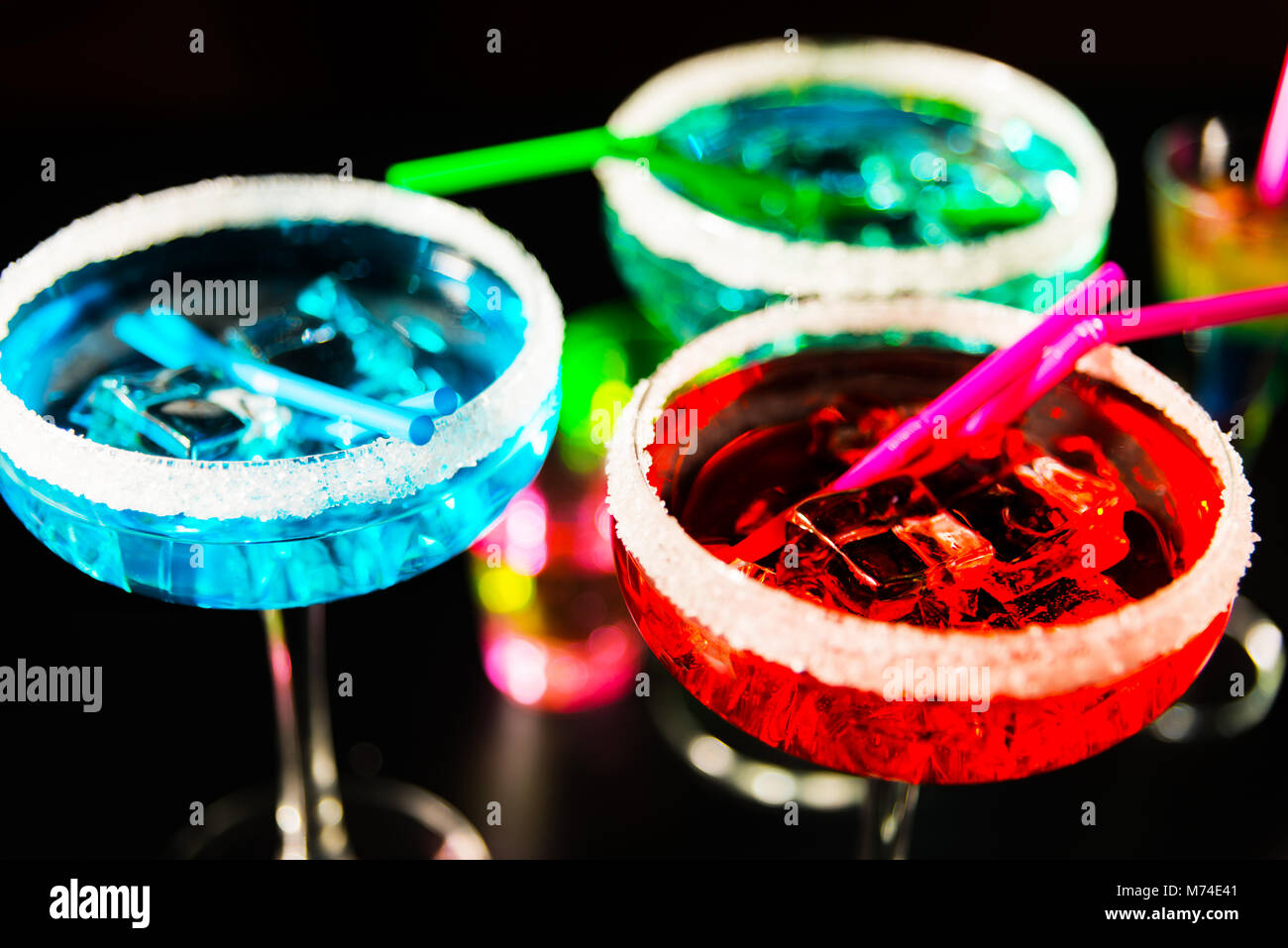 Tasty and colorful drinks based on various alcohols, syrups and ...