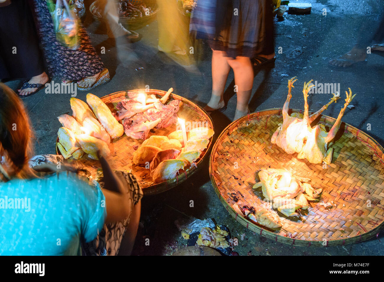 Yangon (Rangoon): market area, chicken stand, Colonial Quarter, Yangon Region, Myanmar (Burma ...